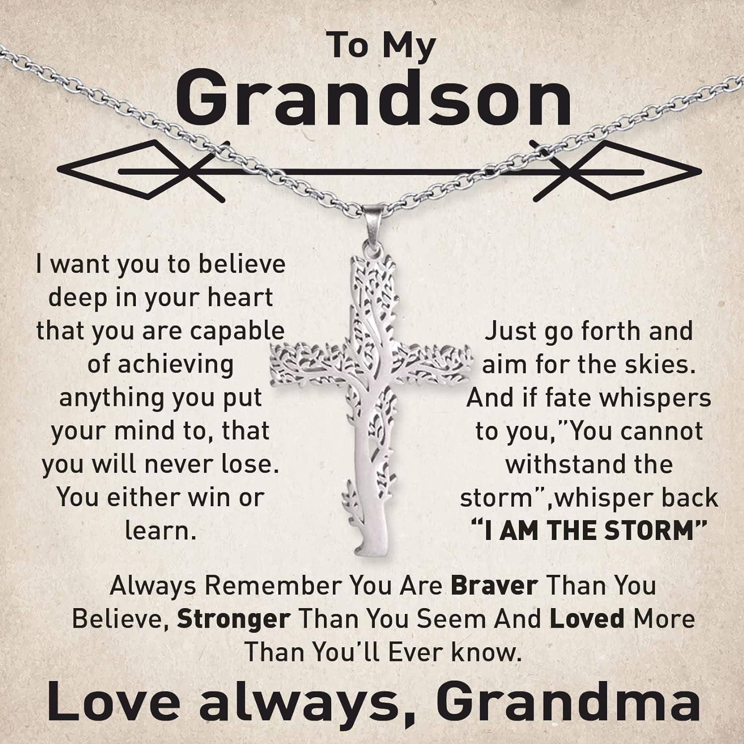 Cross Necklace, Grandson Gifts from Parents, Present for Grandson, To ...