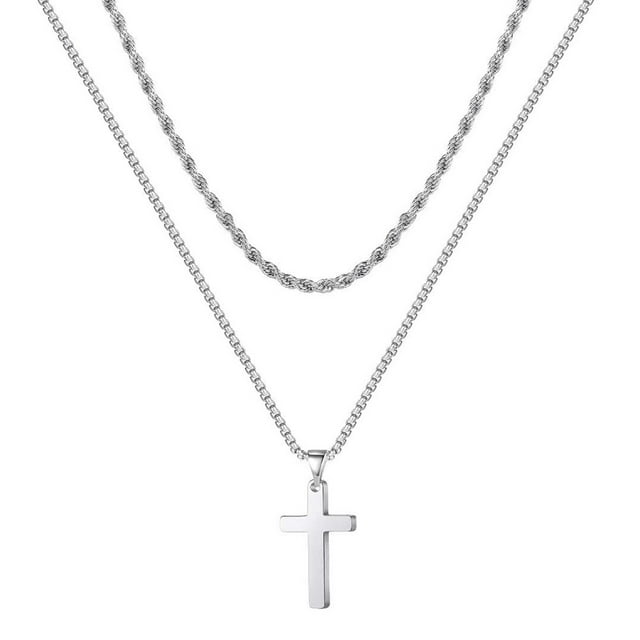 Cross Necklace For Men Gold Black Silver Mens Cross Necklaces Stainless Steel Cross Pendant