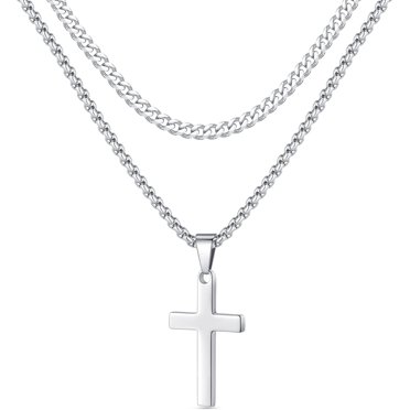 CROPD Layered Cross Necklace for Men - 18K Gold Silver Black Cross ...
