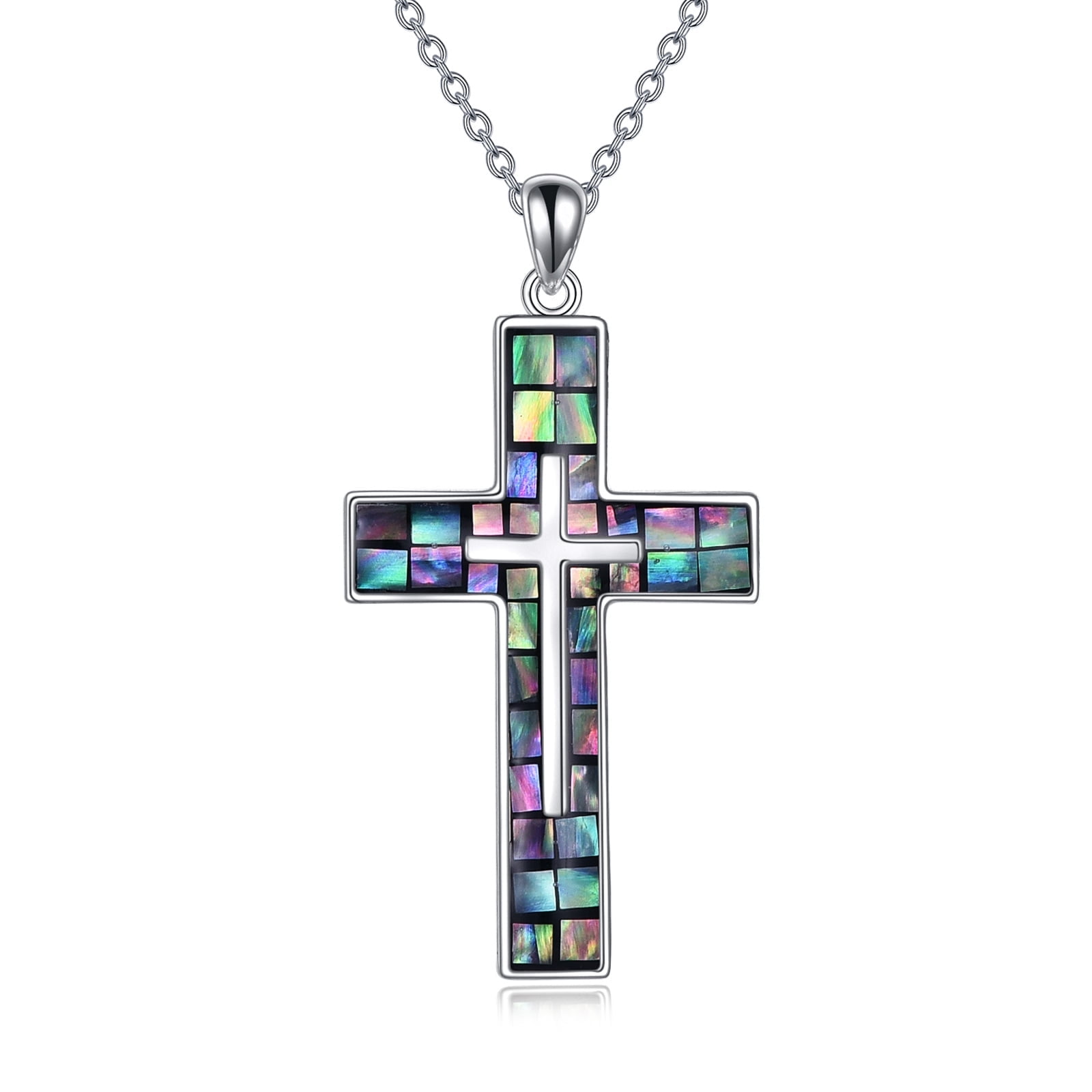 Cross Necklace Sterling Silver Abalone Shell Cross Pendant Religious ...