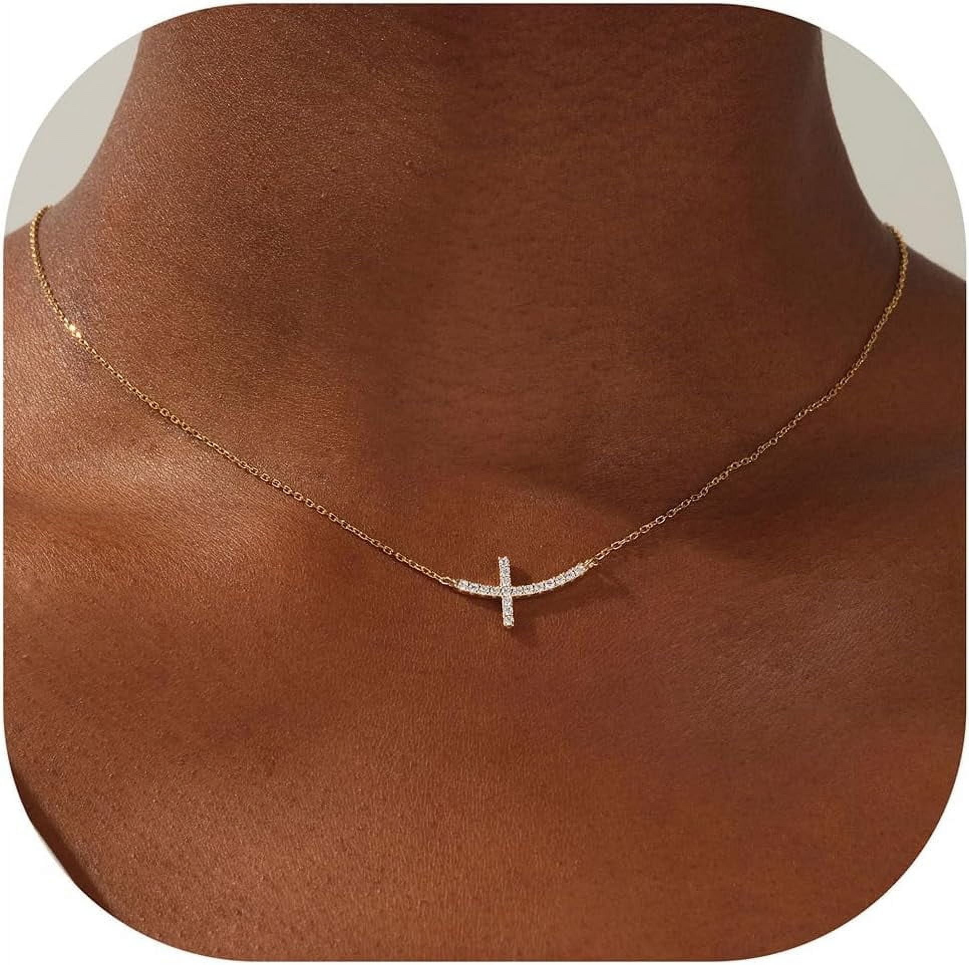 Cross Necklace for Women，14K Gold Plated Cross Necklace Layered Gold ...