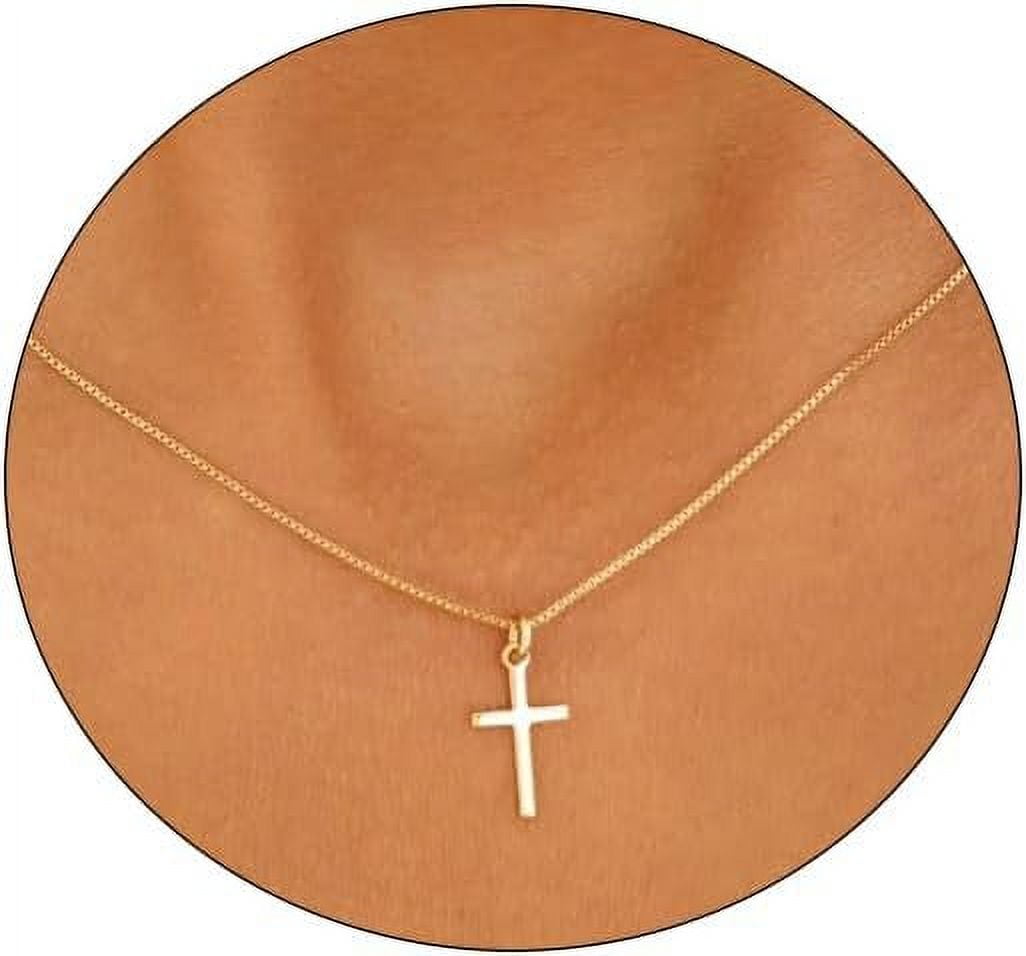 Cross Necklace For Women 14K Real Gold Silver Plated Dainty Small Cross ...