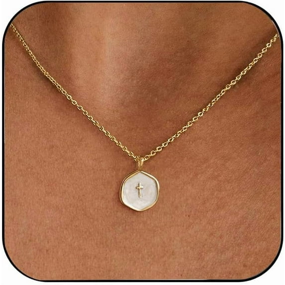 Cross Necklace for Women,14k Dainty Gold Plated Cross Necklaces Simple ...