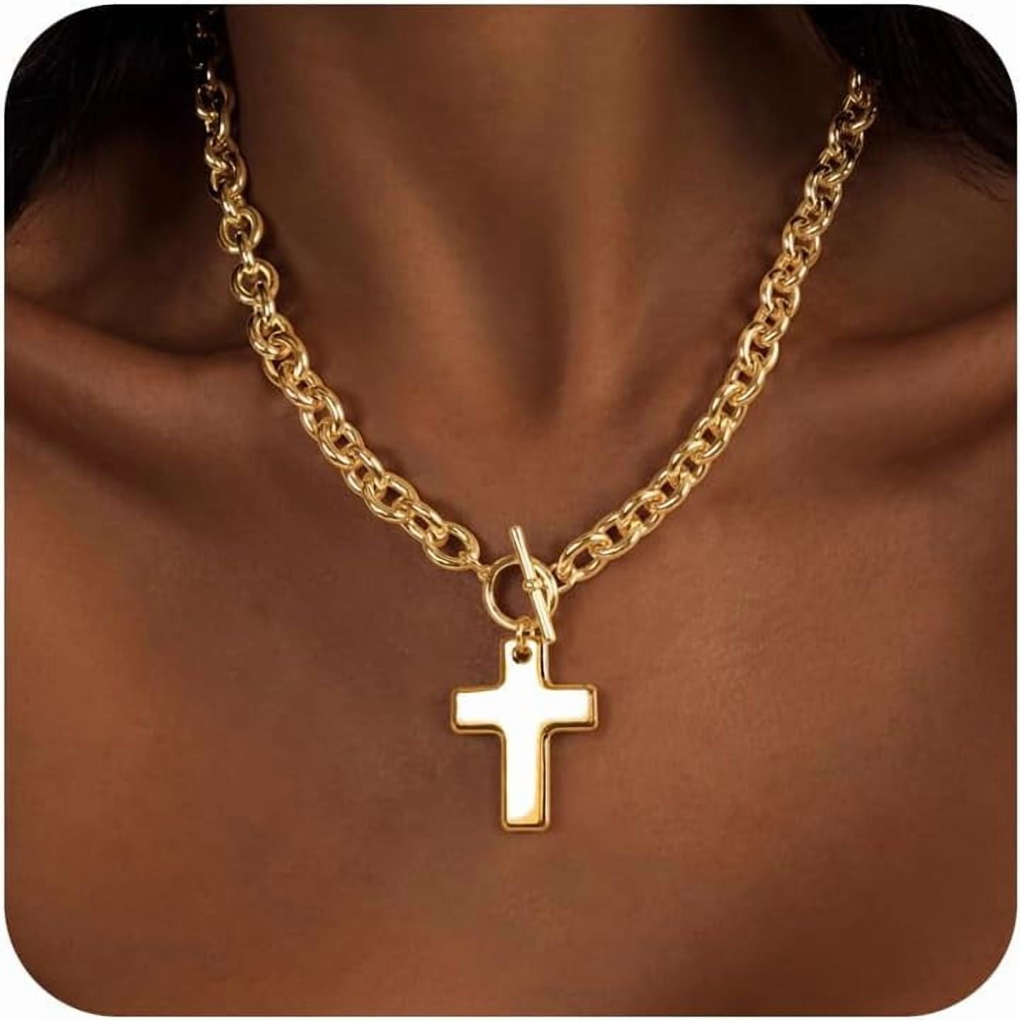 Cross Necklace for Women Dainty 14K Gold Silver Plated Small Cross ...