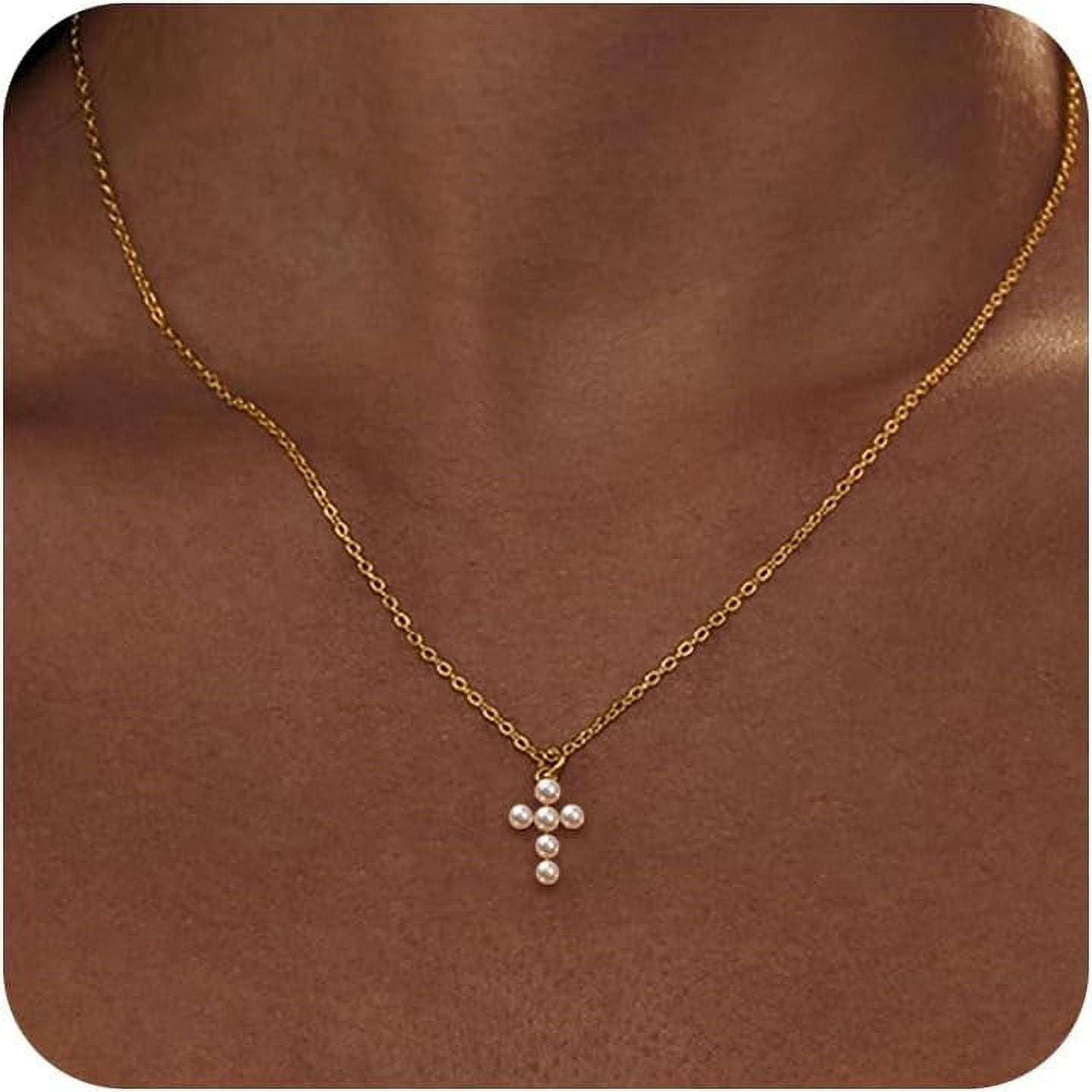 Cross Necklace for Women Dainty 14K Gold Silver Plated Small Cross ...