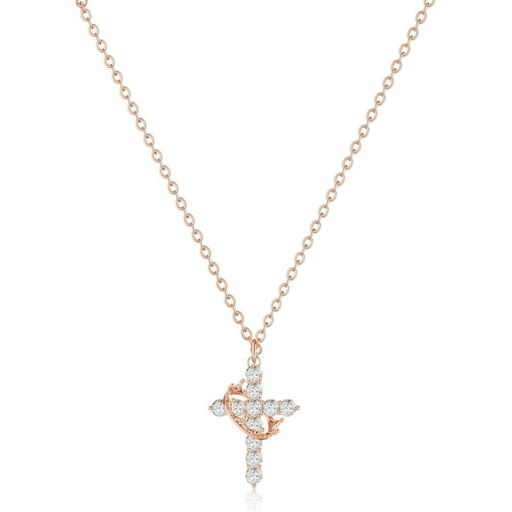Cross Necklace for Women, Dainty 14k Gold Plated/Silver Cross Crown ...