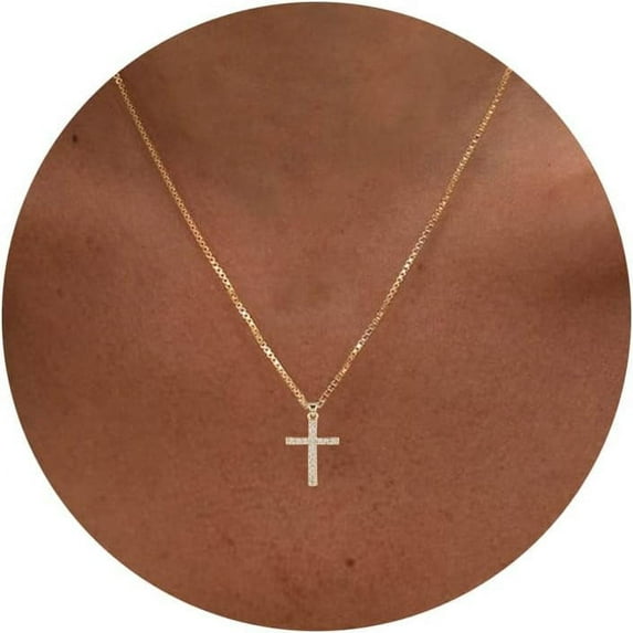 Cross Necklace for Women, Small 14K Gold Plated Cross Pendant Necklace ...