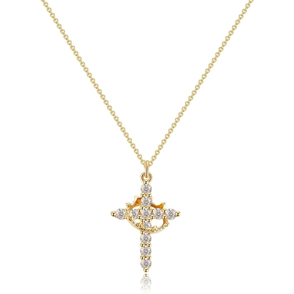 Cross Necklace for Women Trendy 14K Gold Plated Cross Pendant Necklace ...