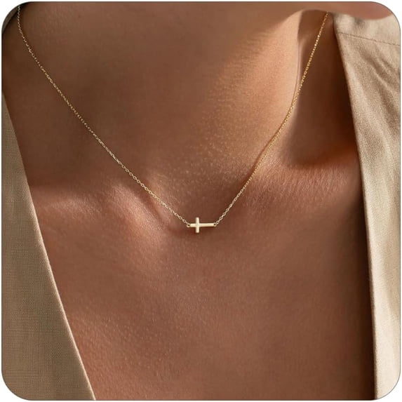 Cross Necklace for Women Trendy,14K Gold-Plated Dainty Gold Cross ...