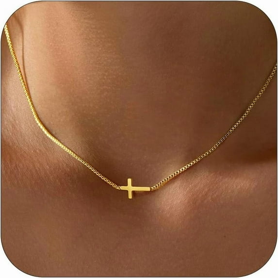 Cross Necklace for Women Trendy - Dainty 18K Real Gold Plated ...