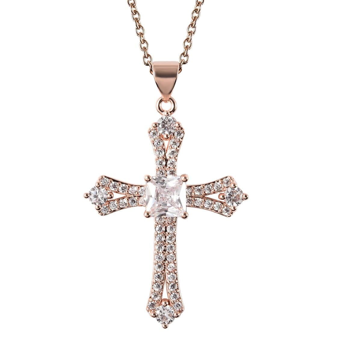 Shop LC Women's 18K Rose Gold Plated Cubic Zirconia Cross Pendant ...