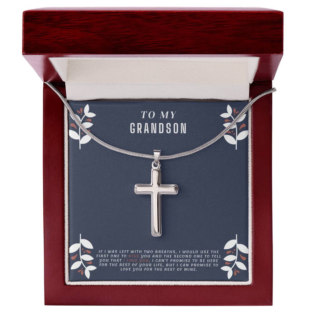 Cross Necklace for Grandson - Artisan Cross Necklace - Gift Box ...