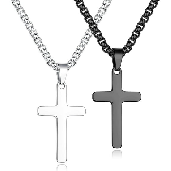 Cross Necklace for Men,Gold Black Silver Stainless Steel Layered Cross ...