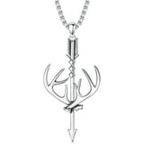 Cross Necklace for Men - 925 Sterling Silver Cross Deer Antler Fish ...