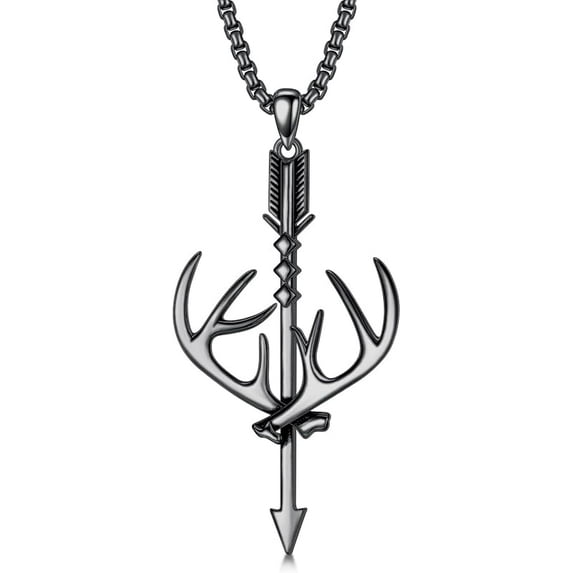 Cross Necklace for Men - 925 Sterling Silver Cross Deer Antler Fish ...