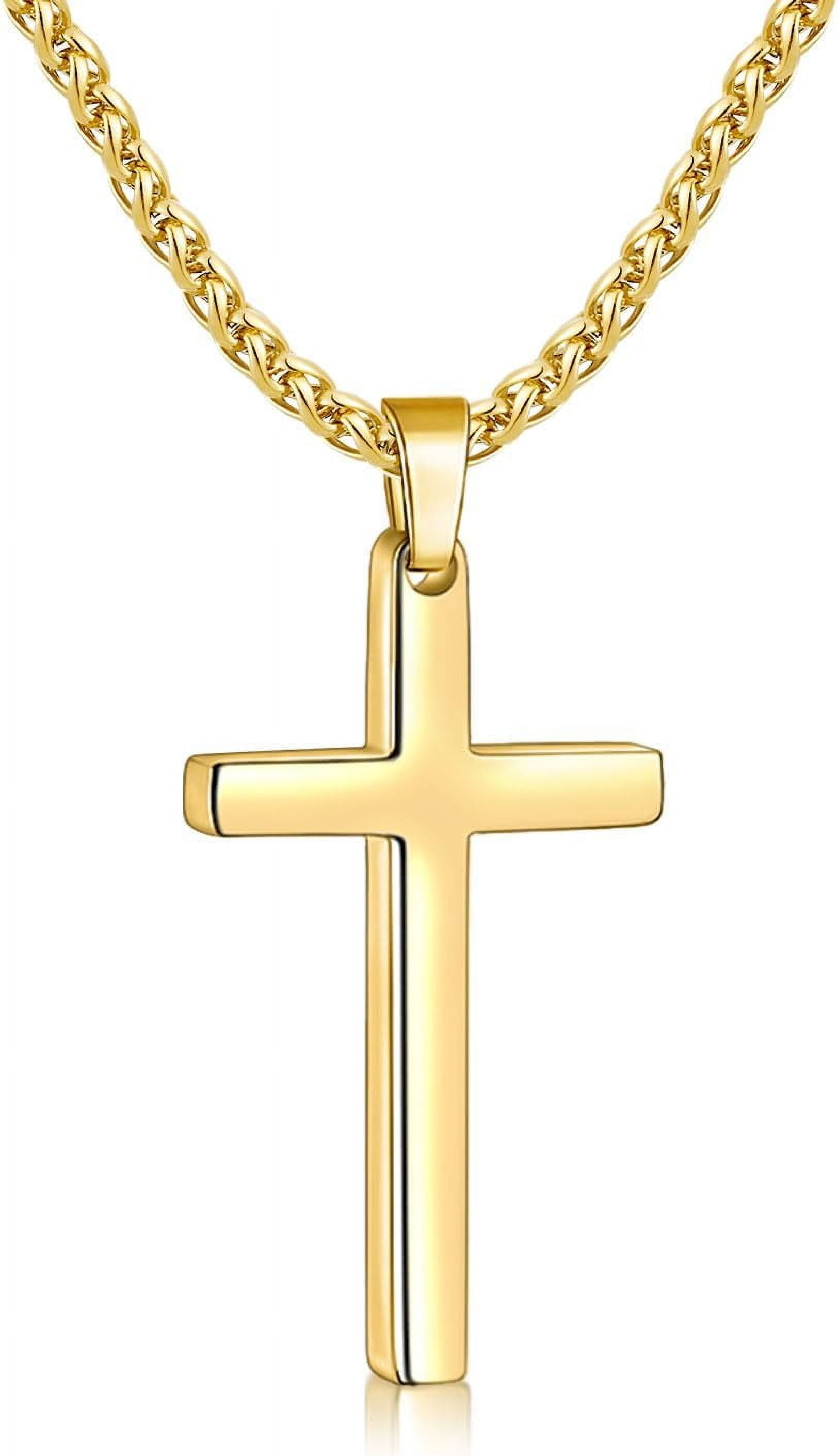 Cross Necklace for Men, Gold Plated Mens Cross Necklaces with 2.5mm ...