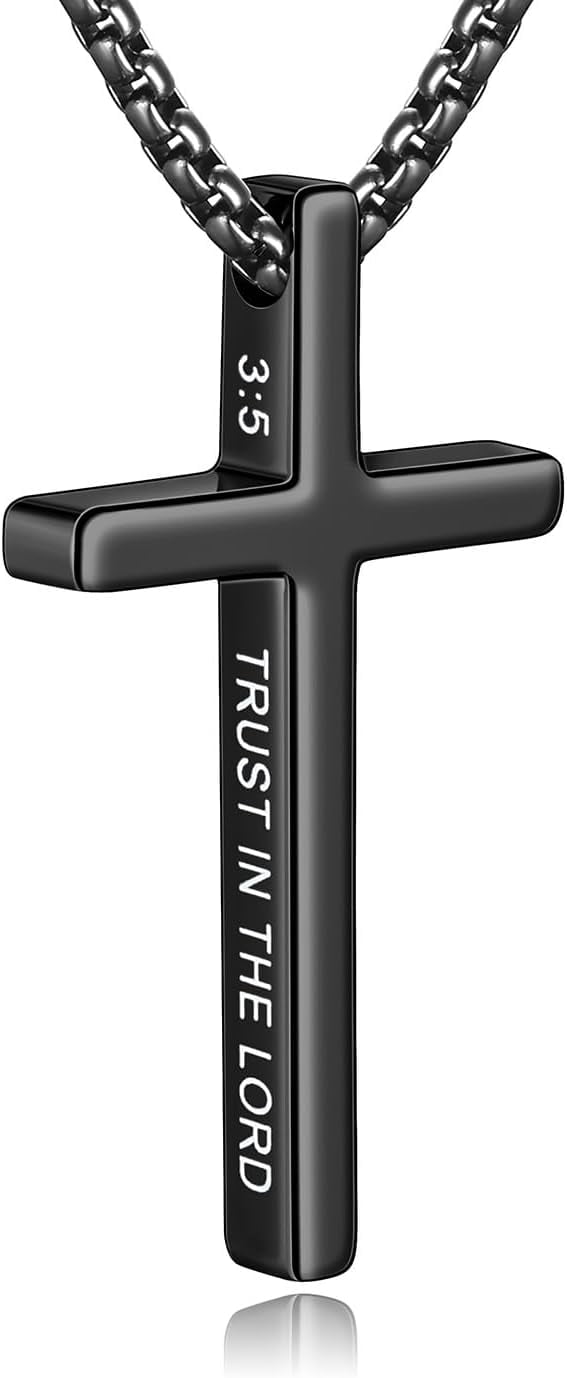 Cross Necklace for Men, Inspirational Bible Verse Cross Chain for Men ...