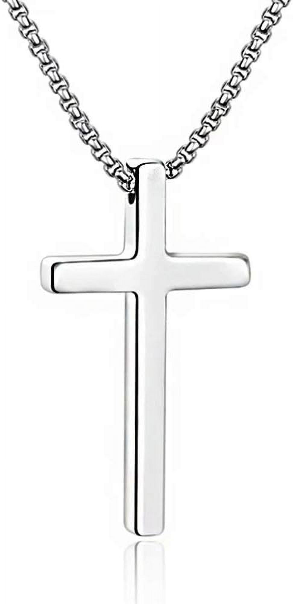Cross Necklace for Men, Silver Black Gold Stainless Steel Plain Cross ...