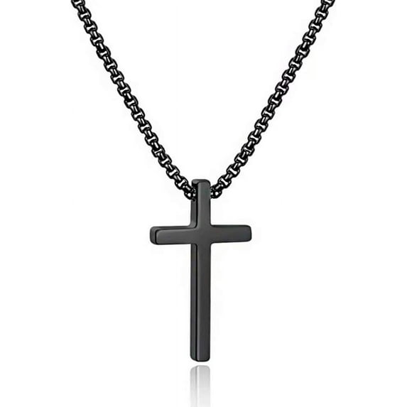 Cross Necklace for Men, Silver Black Gold Stainless Steel Plain Cross ...