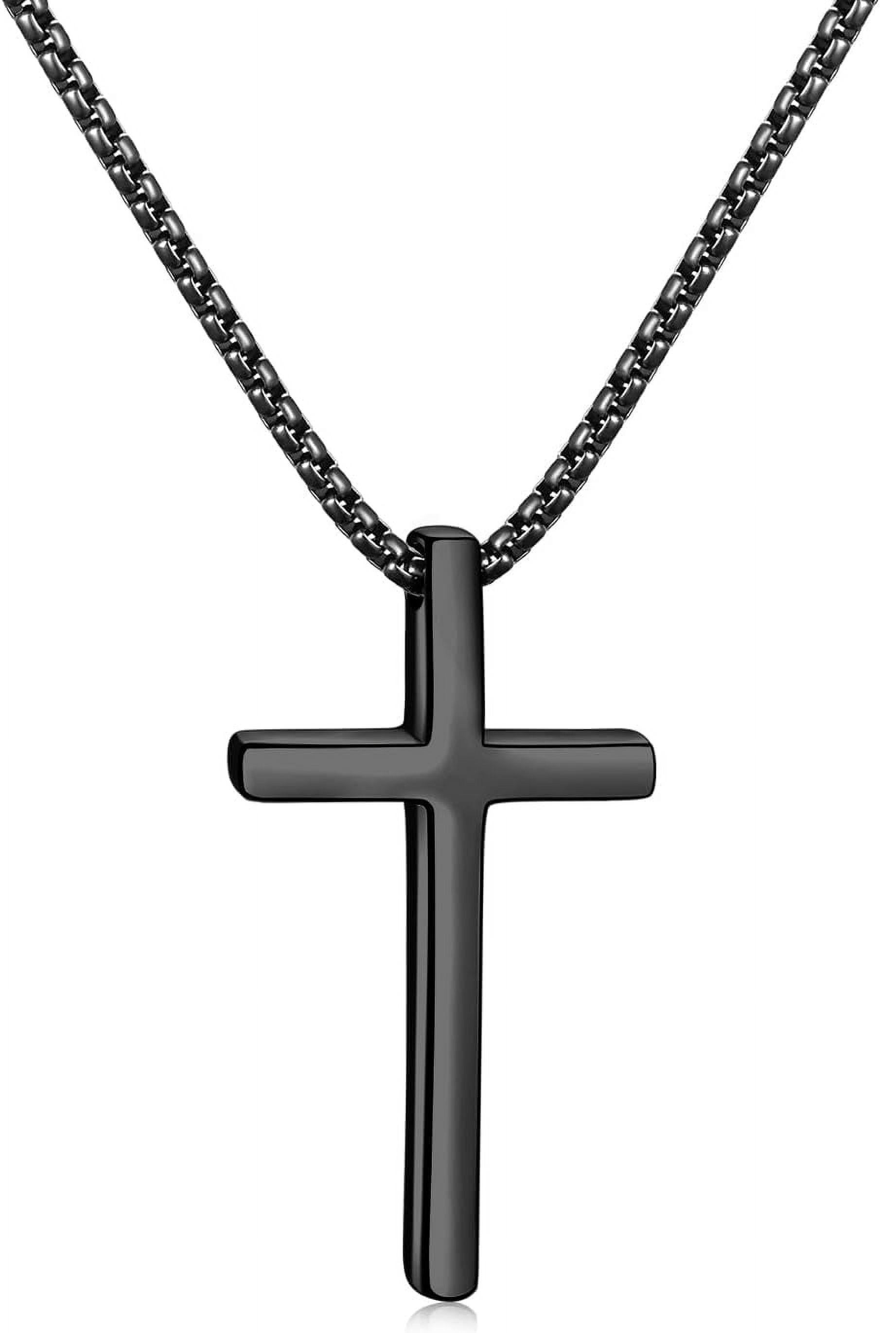 Cross Necklace for Men, Silver/Gold/Black Mens Cross Necklaces with 2 ...