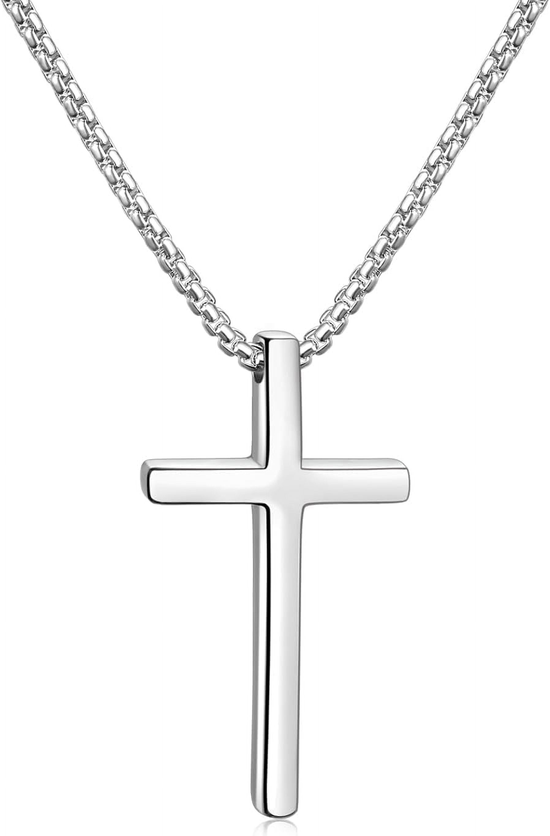 Cross Necklace for Men, Silver/Gold/Black Mens Cross Necklaces with 2 ...