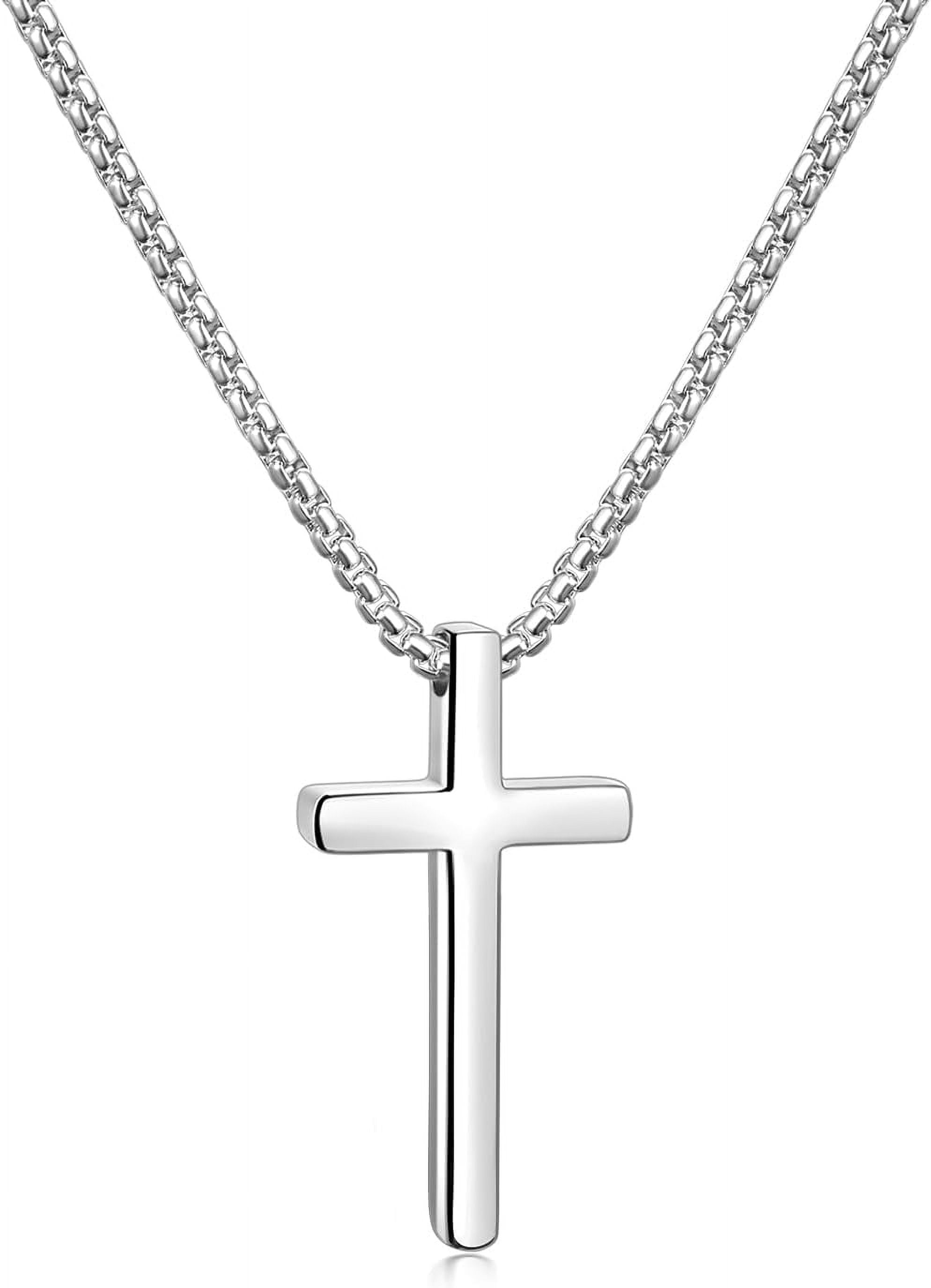 Cross Necklace for Men, Silver/Gold/Black Mens Cross Necklaces with 2 ...