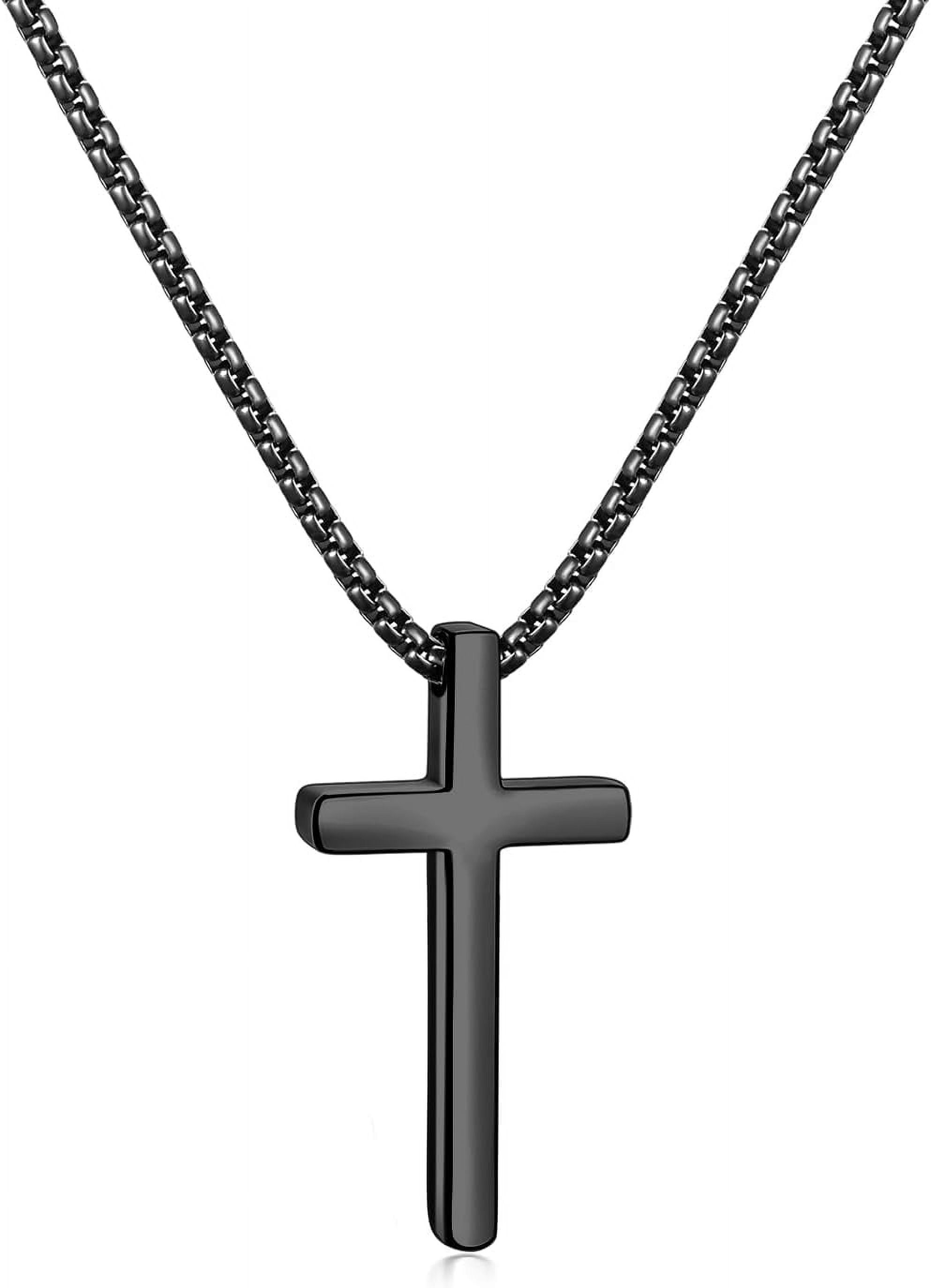 Cross Necklace for Men, Silver/Gold/Black Mens Cross Necklaces with 2 ...