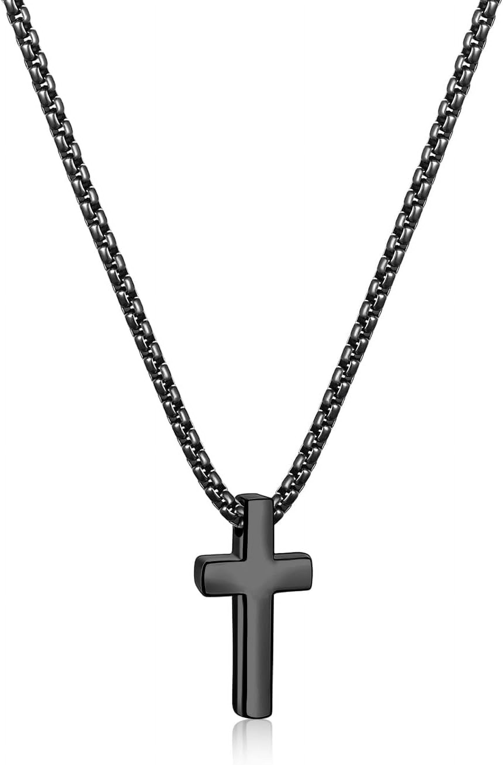 Cross Necklace for Men, Silver/Gold/Black Mens Cross Necklaces with 2 ...