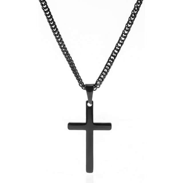 Cross Necklace for Men, Silver Gold Stainless Steel Plain Cross Pendant ...