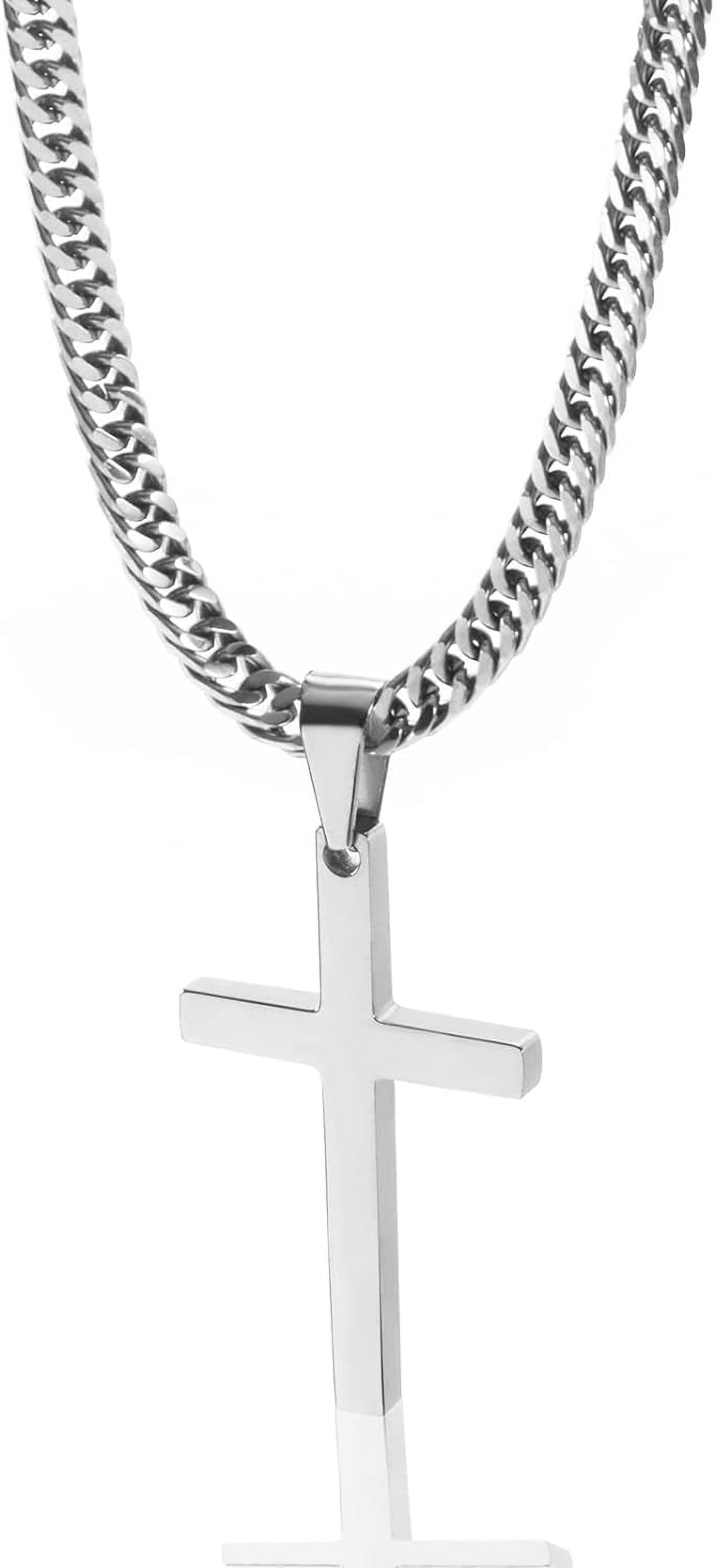 Cross Necklace for Men, Silver Gold Stainless Steel Plain Cross Pendant ...