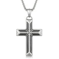 Cross Necklace for Men, Silver Tone Stainless Steel Cross Pendant with ...