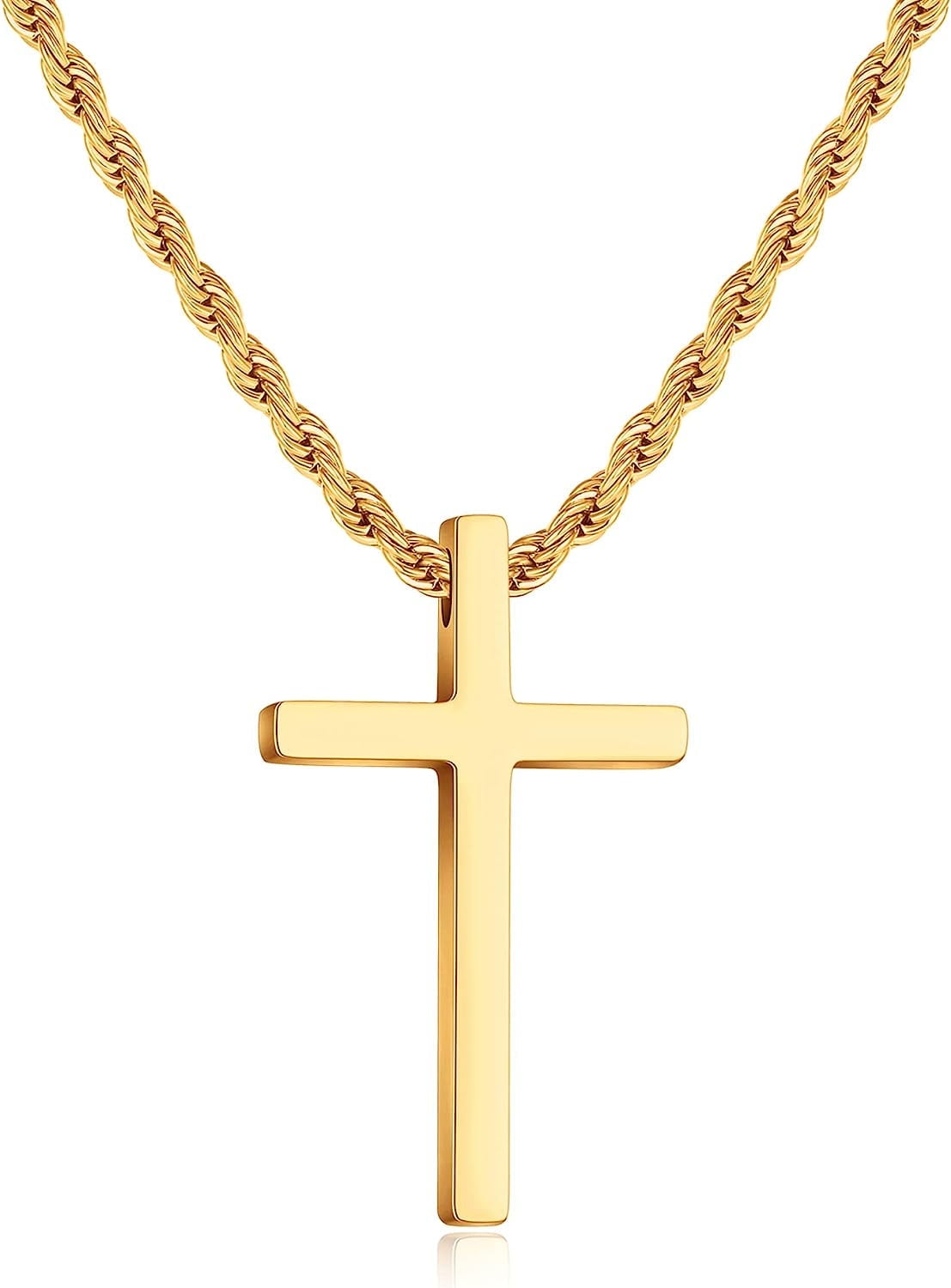 Cross Necklace for Men,Stainless Steel Black Silver Gold Cross Pendant ...