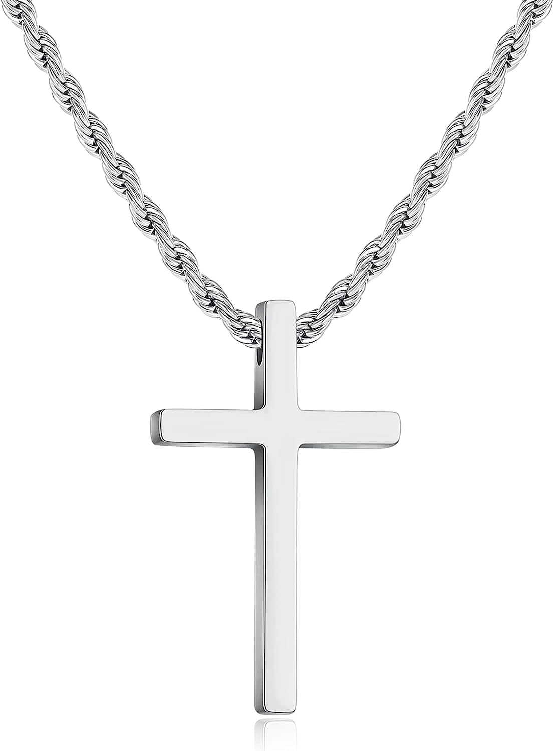 "Euphrates Men's Stainless Steel Cross Necklace, Black Silver Gold ...