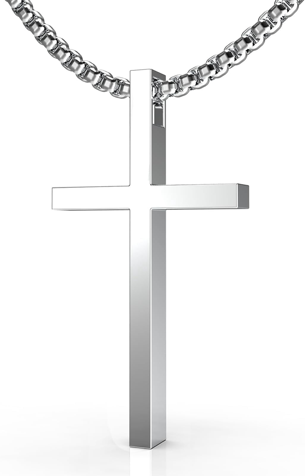 Cross Necklace for Men, Stainless Steel Cross Silver/Black/Gold Cross ...