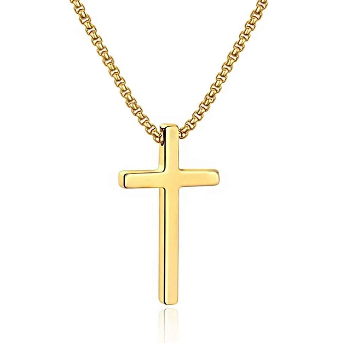 Cross Necklace for Men & Women, Silver Black Gold Stainless Steel Plain ...