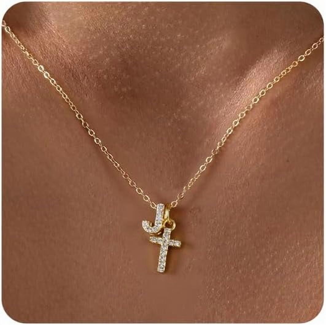 Cross Necklace for Women - 14K Gold Plated Cubic Zirconia Cross Pendant ...