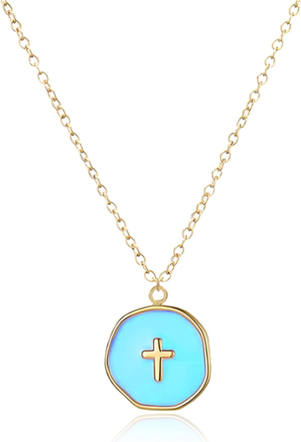 Cross Necklace for Women 14K Gold Plated Necklace Colorful Cross ...