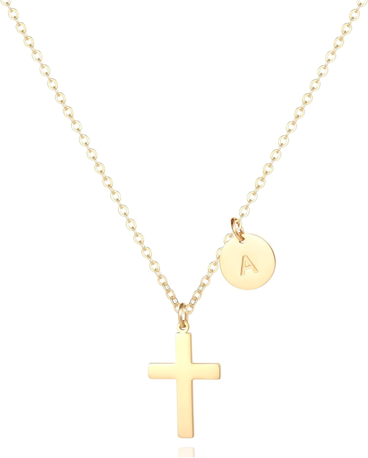 Cross Necklace for Women,18K Gold Plated Initial Cross Pendant Necklace ...