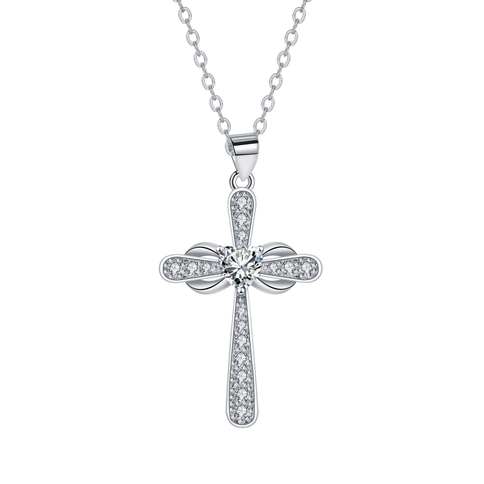 Cross Necklace for Women Infinity Cross Necklace 14K White Gold Plated ...