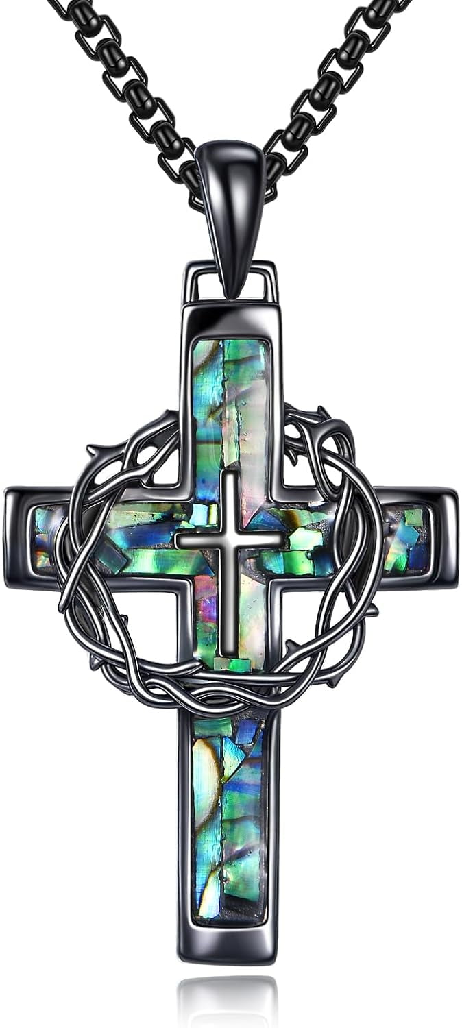 Cross Necklace with Crown 925 Sterling Silver Cross with Crown Necklace ...