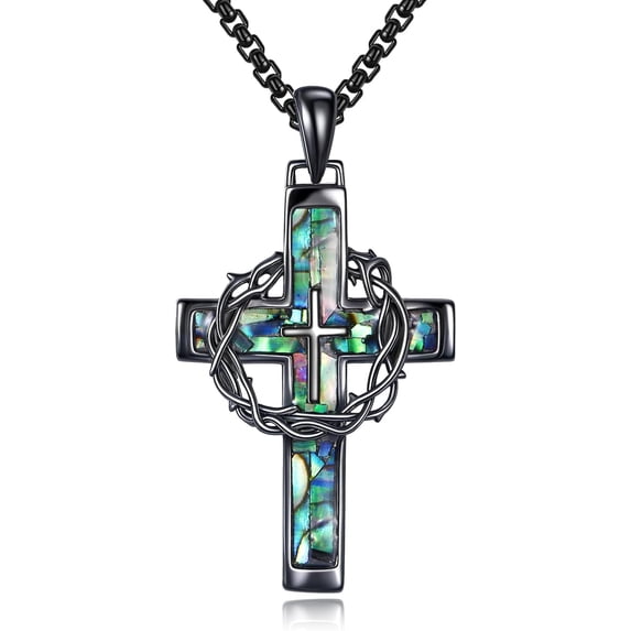 Cross Necklace with Crown 925 Sterling Silver Cross with Crown Necklace ...