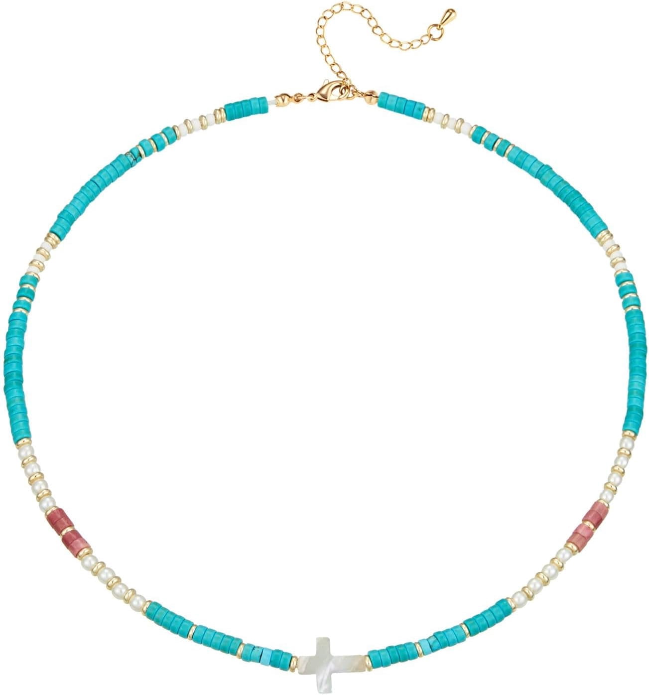 Cross Necklaces for Women Beaded Necklace Turquoise Beads Beaded Boho ...