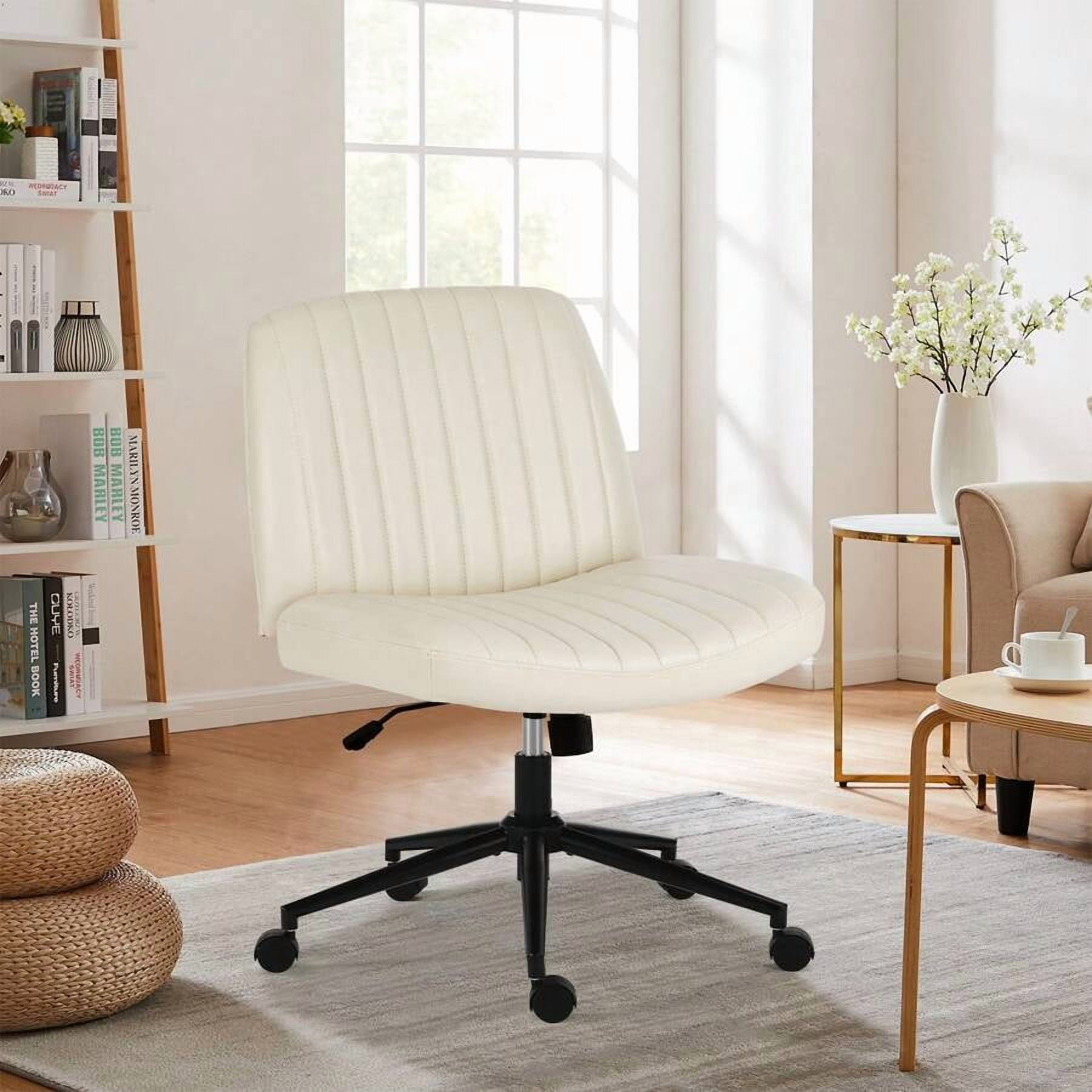 Cross Office Chair With Wheels, Wide Armless Home Office Desk Chair ...