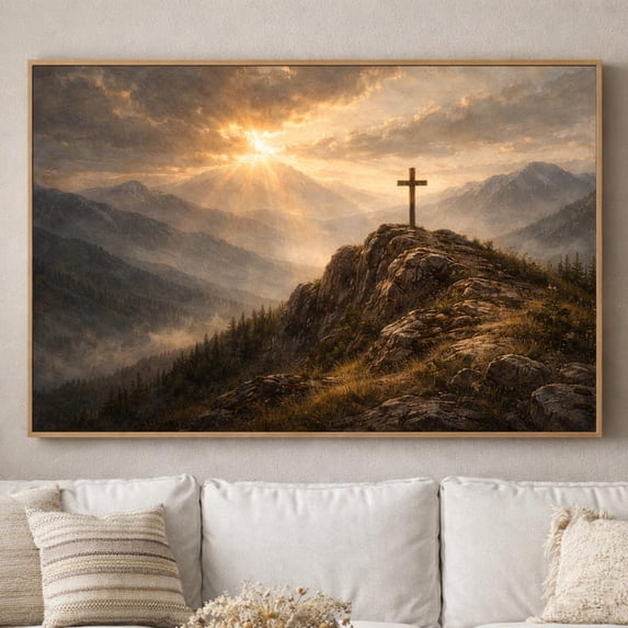 Cross On The Mountain Christian Landscape Art, Unframed Paper Poster ...