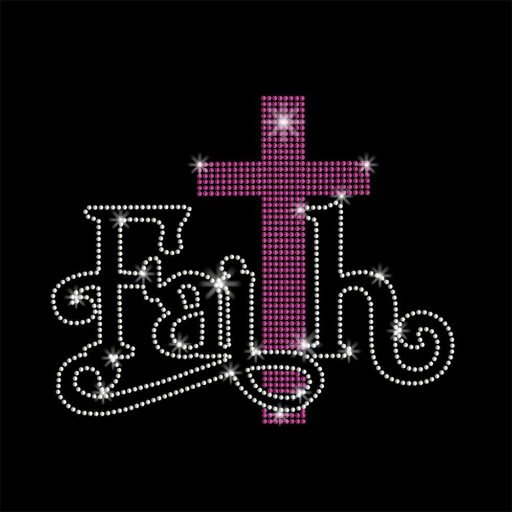 Cross Pattern Iron on Rhinestone Bling Christian Quotes Iron on ...