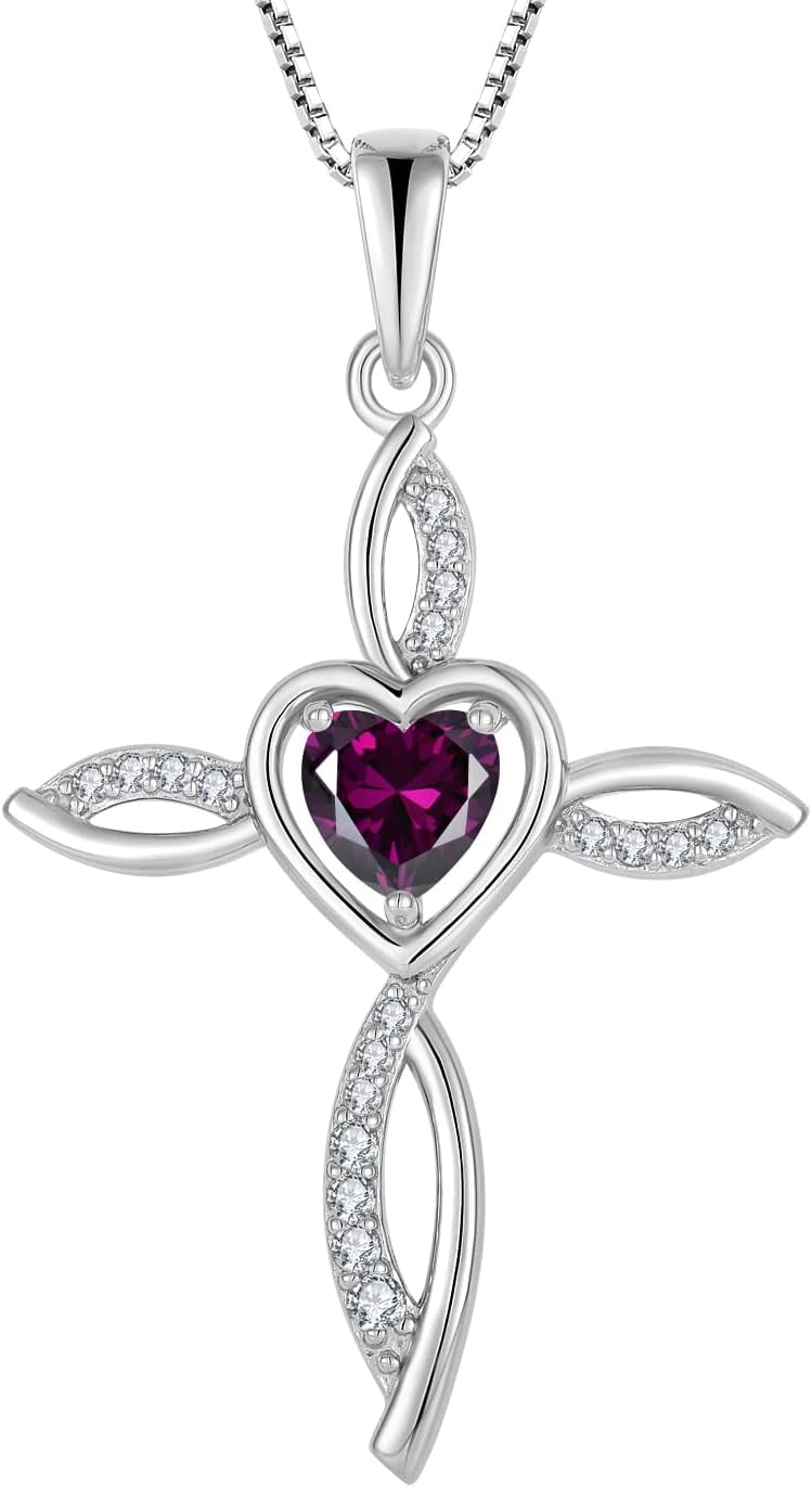 Cross Pendant 925 Sterling Silver Birthstone Infinity Loop Cross ...
