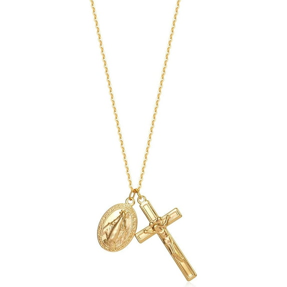 Cross Pendant Chain Necklace,14K Gold Plated Dainty Cute Lucky Cross ...