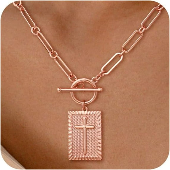 Cross Pendant Necklaces for Women Trendy, Dainty 14k Gold/Silver/Rose ...