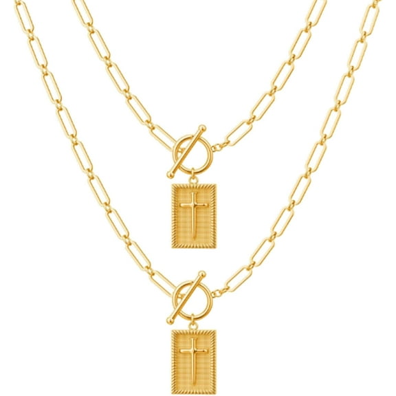 Gold Initial Necklaces For Women- Vintage 18K Gold Plated Toggle Letter ...