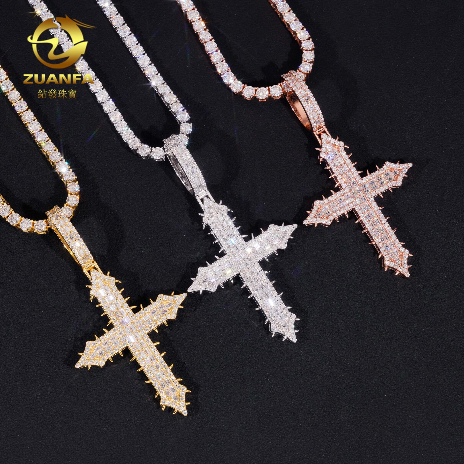 Cross Pendant, S925 Silver, D-Color VVS Moissanite Necklace, Faster ...
